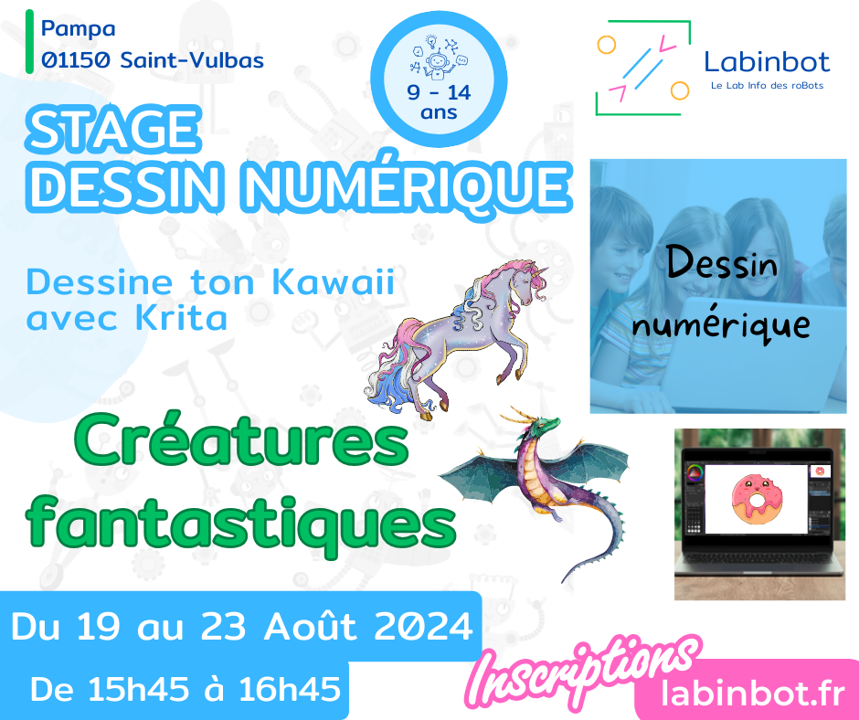 Dessine ton Kawaii avec Krita “Créatures fantastiques” - Labinbot